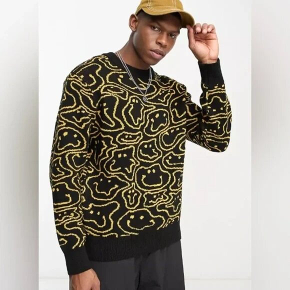 Wesc | Sweaters | New Wesc Leon Warp Smiley Sweater Black Unisex 26tn ...